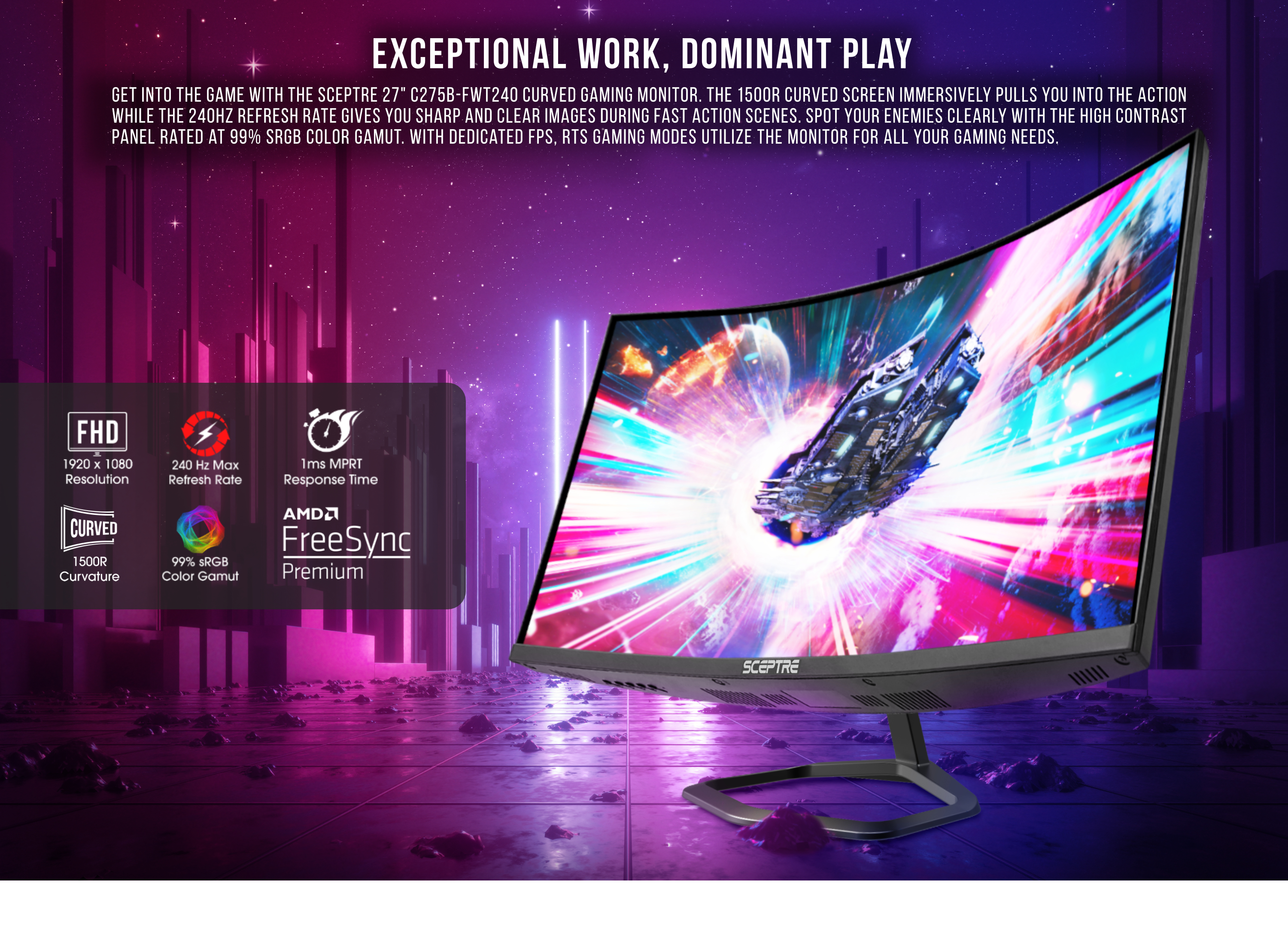 C275B-FWT240 27" Curved Gaming 240Hz Monitor